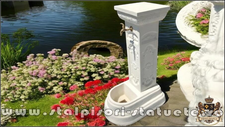 Cișmea apă curentă, gri natural, model C2. | stâlpișori și statuete