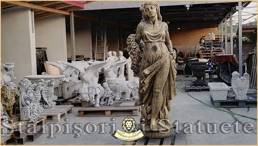 Statuetă domnița cu flori, auriu patinat, model S50. | stâlpișori și ...