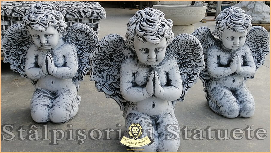Statuetă îngeraș, gri antichizat, model S4. | stâlpișori și statuete