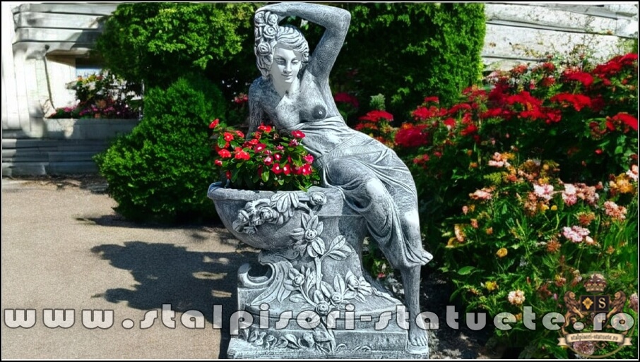 Statuetă jardinieră flori, gri patinat, model J12. | stâlpișori și statuete